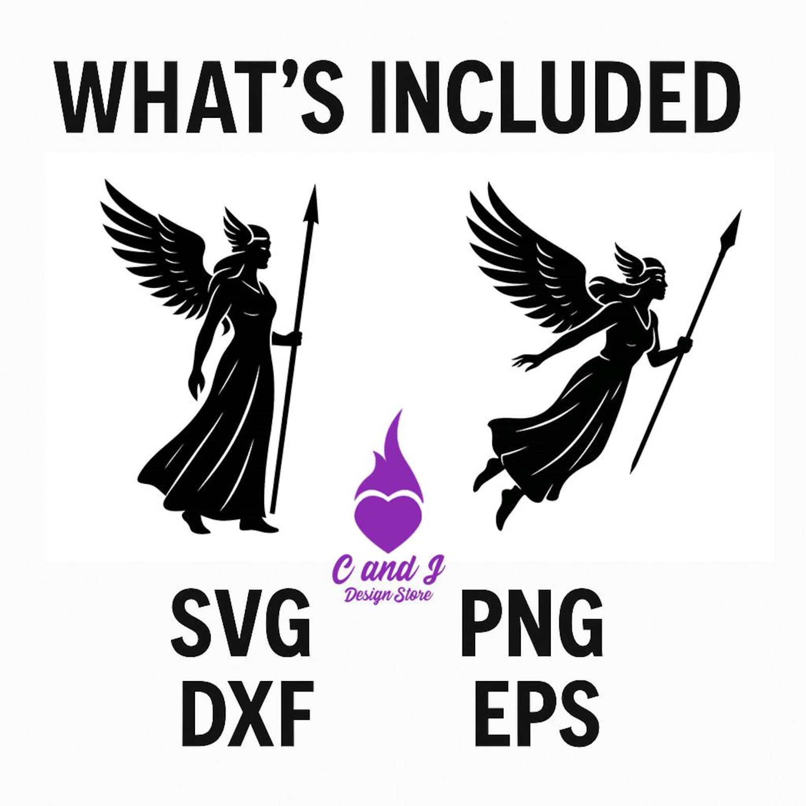 Valkyrie Silhouette SVG Bundle: Norse Warrior Woman Cut Files (digital ...