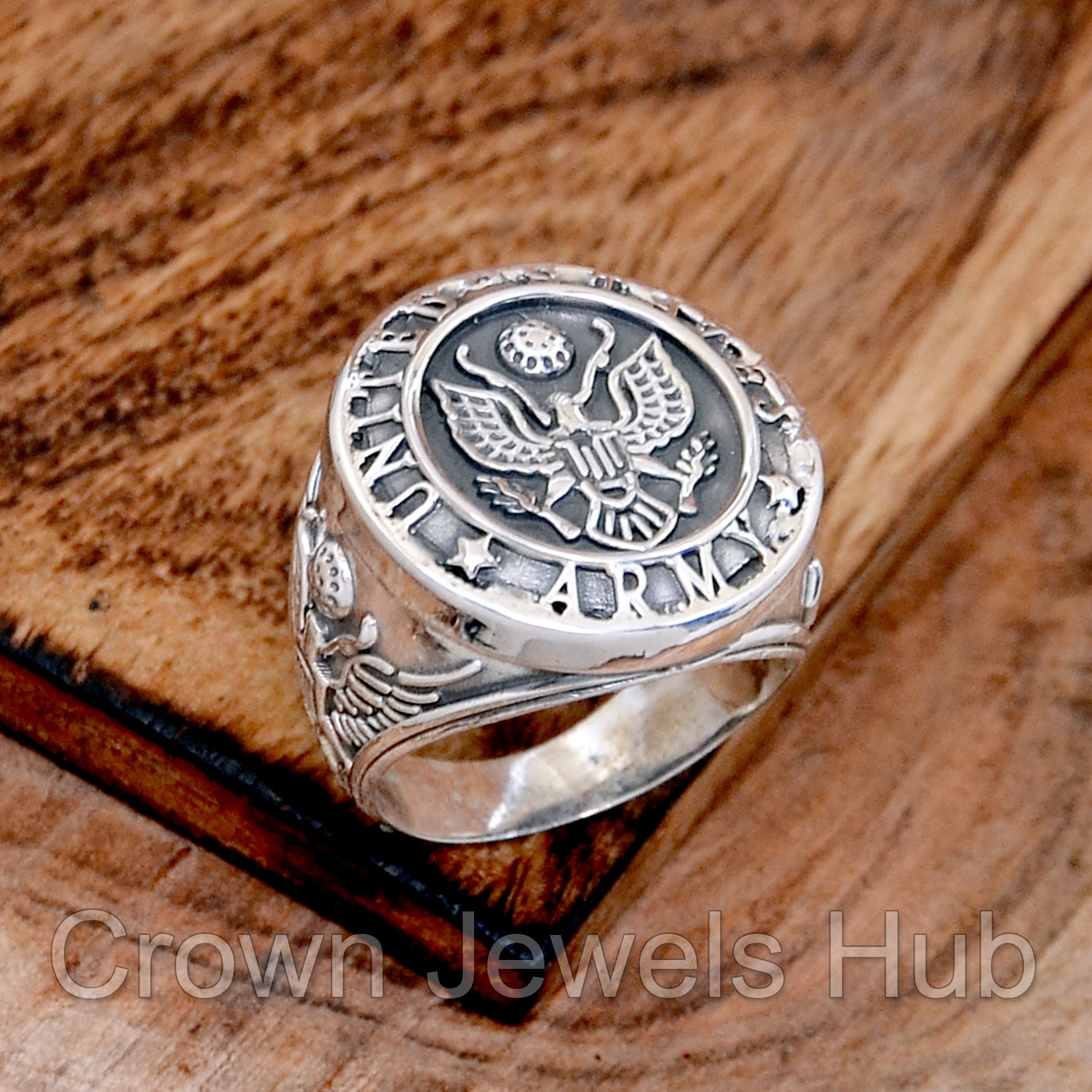 Handmade 925 Sterling Silver USA Army Ring, American Army Ring, Army ...
