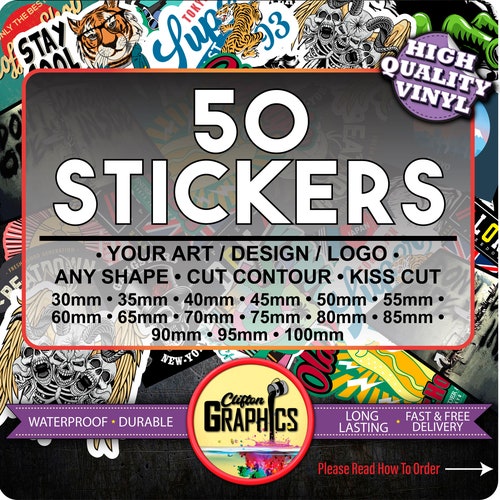 25 Die Cut Stickers With Your Logo Waterproof Smudge Proof - Etsy