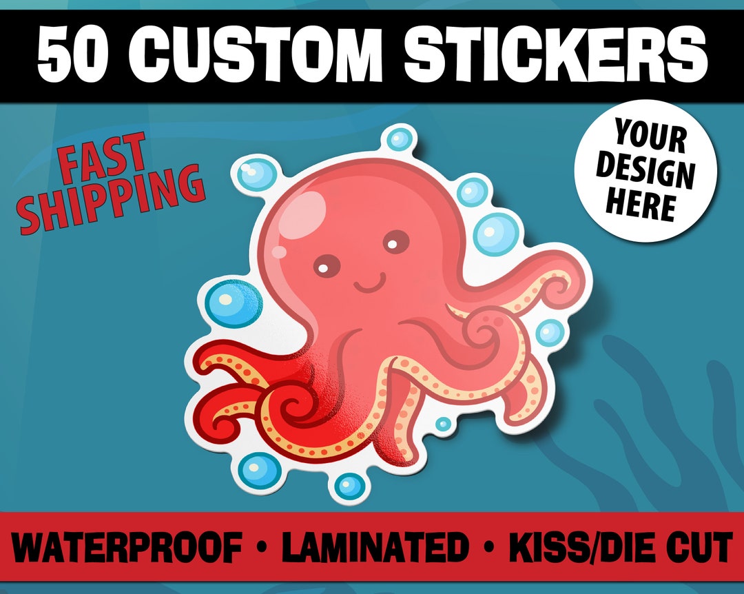 50 Custom Stickers, Laminated, Durable and Any Shape With Your Image ...