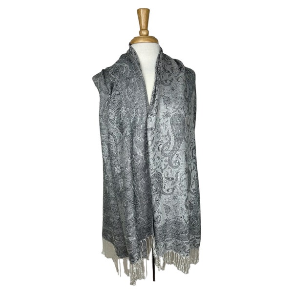 Black and Silver Pashmina - Etsy