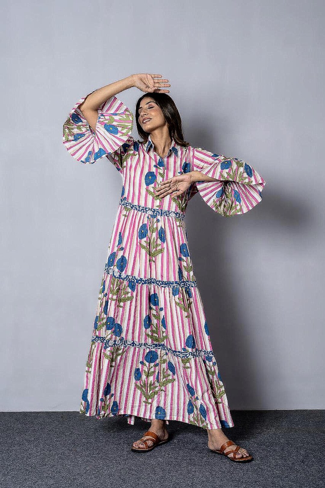 Womens Dress Patterns" Indian Long Dressfloral Print Gown, Bohemian ...