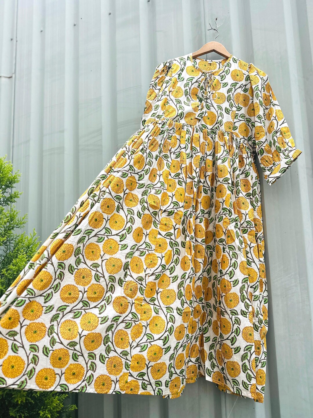 Womens Dress Patterns Indian Long Dress Floral Print Cotton Maxi Flowy ...