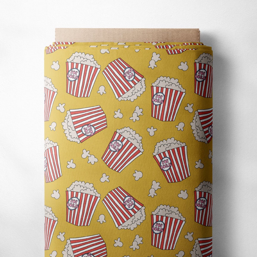 Popcorn Red Stripe Bucket Seamless Pattern | Movie Night Digital Paper ...