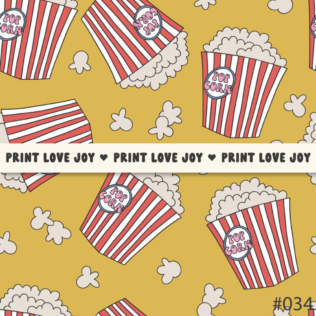 Popcorn Red Stripe Bucket Seamless Pattern | Movie Night Digital Paper ...