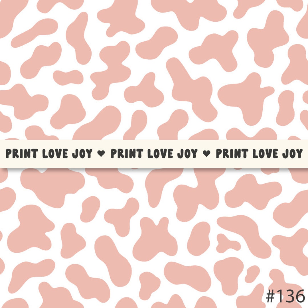 Retro Groovy Pastel Pink Cow Print Cow Spots Seamless Repeat Pattern ...