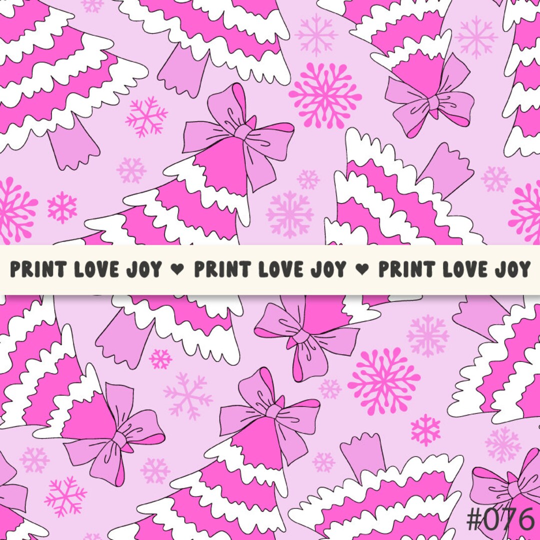 Barbie Pink Christmas Tree Seamless Repeat Pattern File for Fabric ...