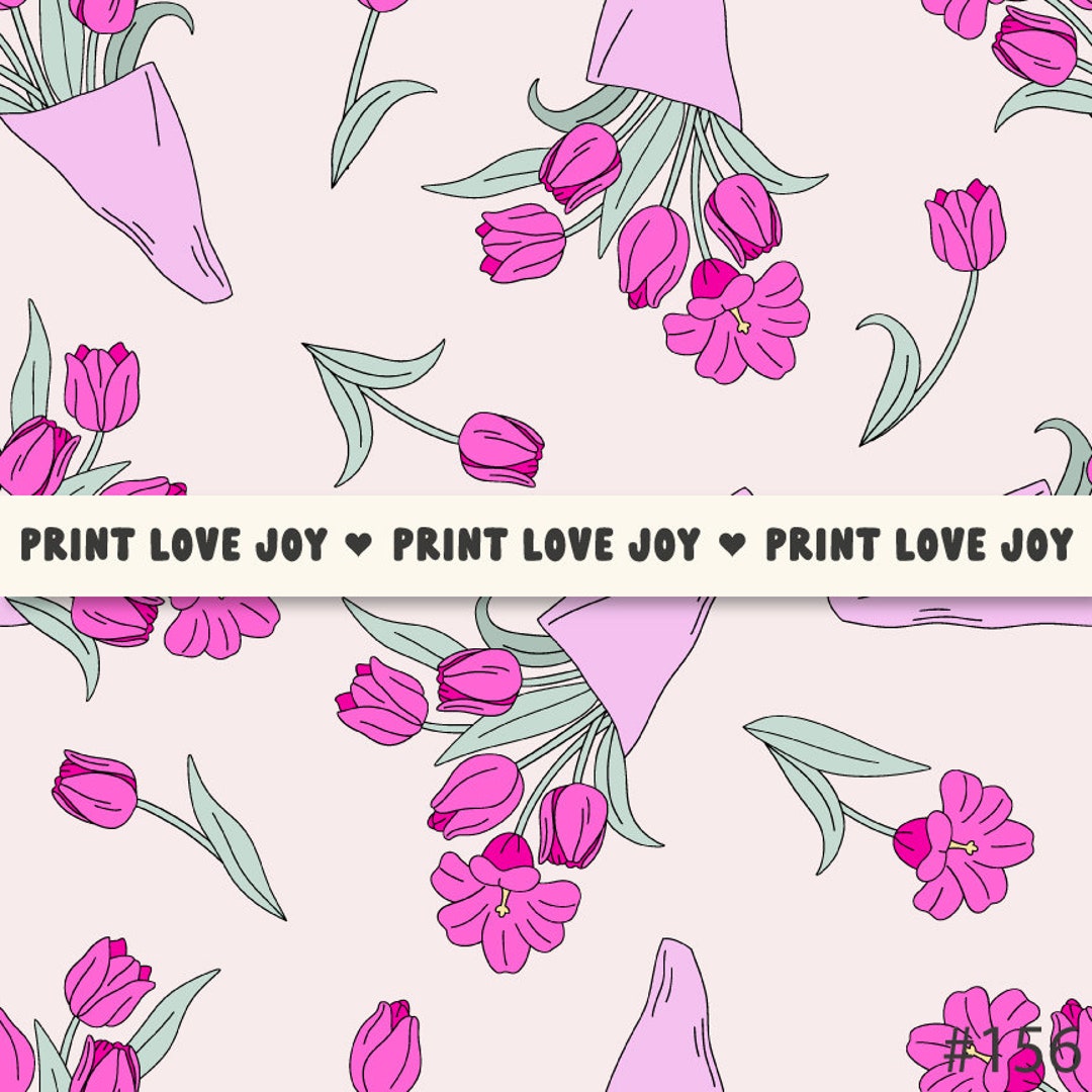 Barbie Pink Spring Easter Tulip Flower Bouquet Floral Seamless Pattern ...