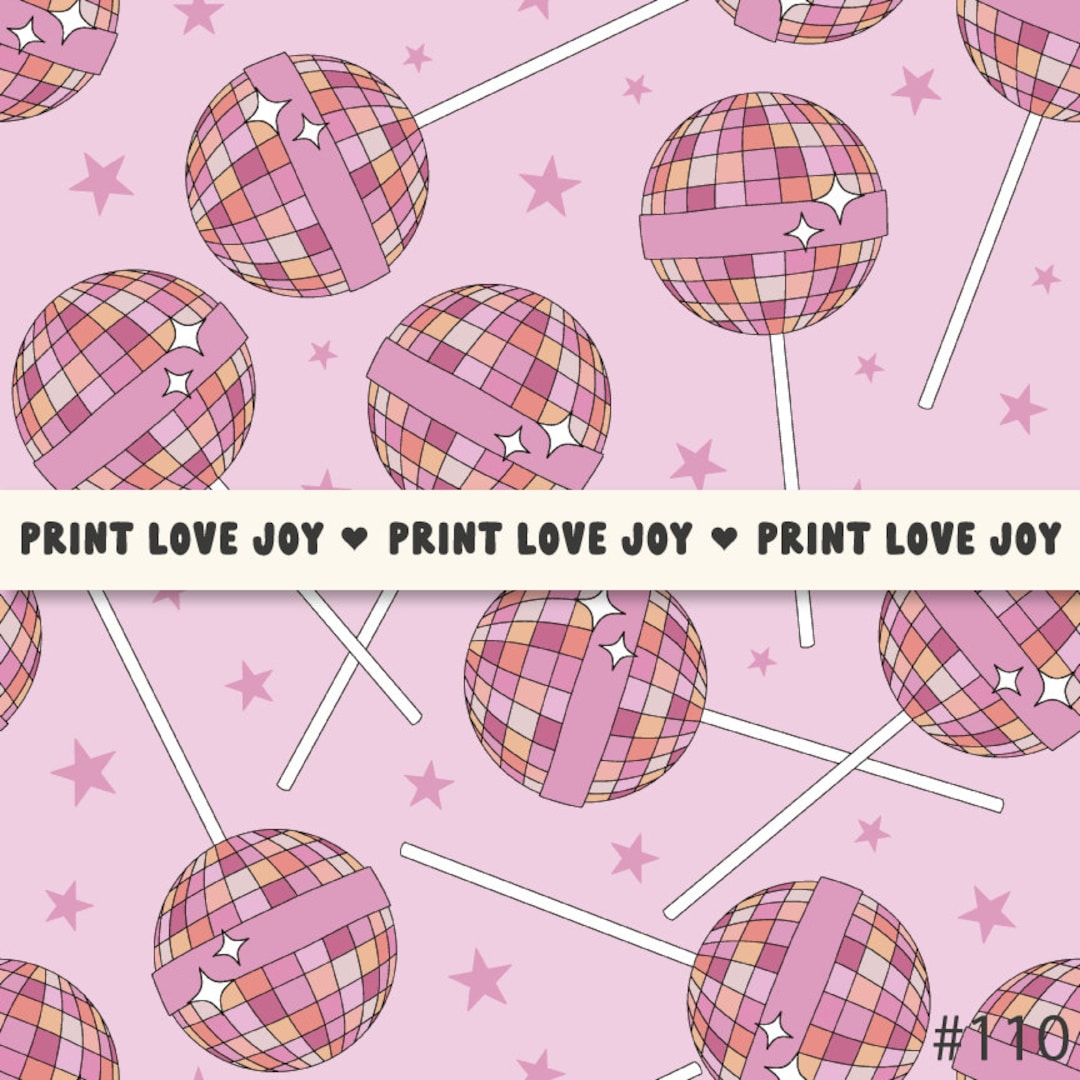 Disco Ball Lollipop Seamless Pattern | Retro Candy Digital Paper | Pink ...