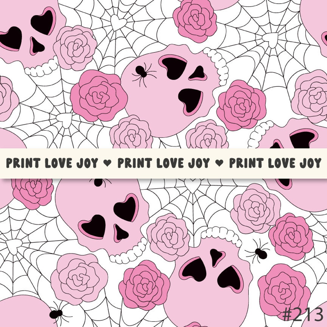 Pink Doll Scull Cobweb Cute Barbie Halloween Seamless Pattern File ...