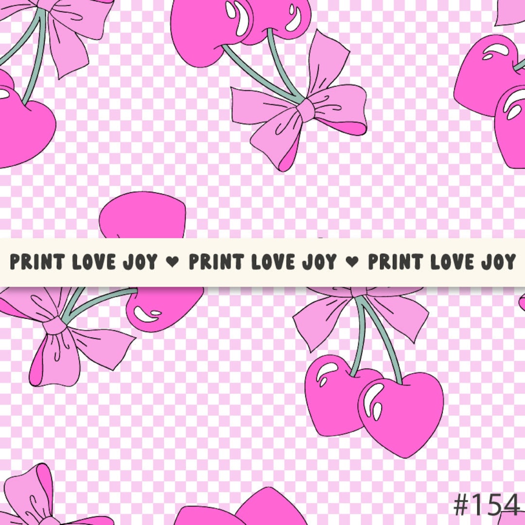 Barbie Pink Coquette Cute Preppy Cherries With Bow on Checkerboard ...