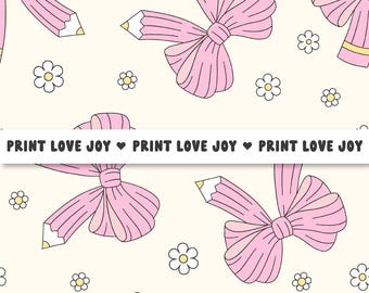 Back to School Bows Seamless Pattern, Cute Pencil Seamless Pattern ...