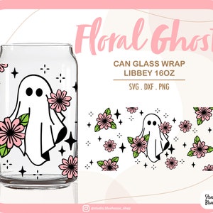 Floral Ghost Svg Spooky Vibes Svg Halloween Ghost Svg Libbey 16oz Beer ...