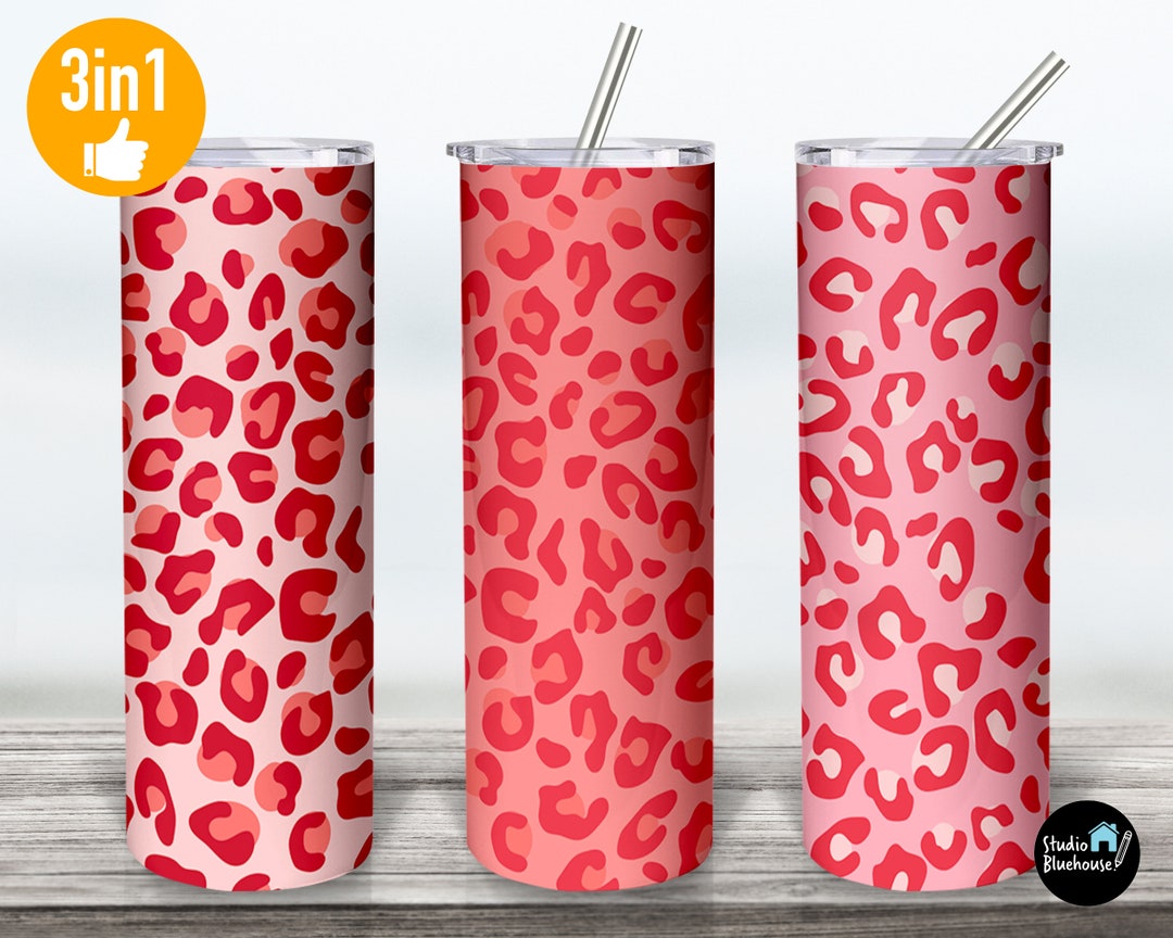 Pink Animal Print Tumbler , 20oz Skinny Sublimation Design, Leopard ...