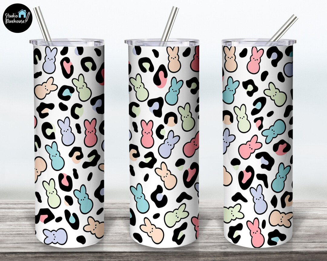 Leopard Peeps Tumbler Easter Peeps Leopard Sublimation Tumbler 20 Oz Skinny Tumbler for Straight ...