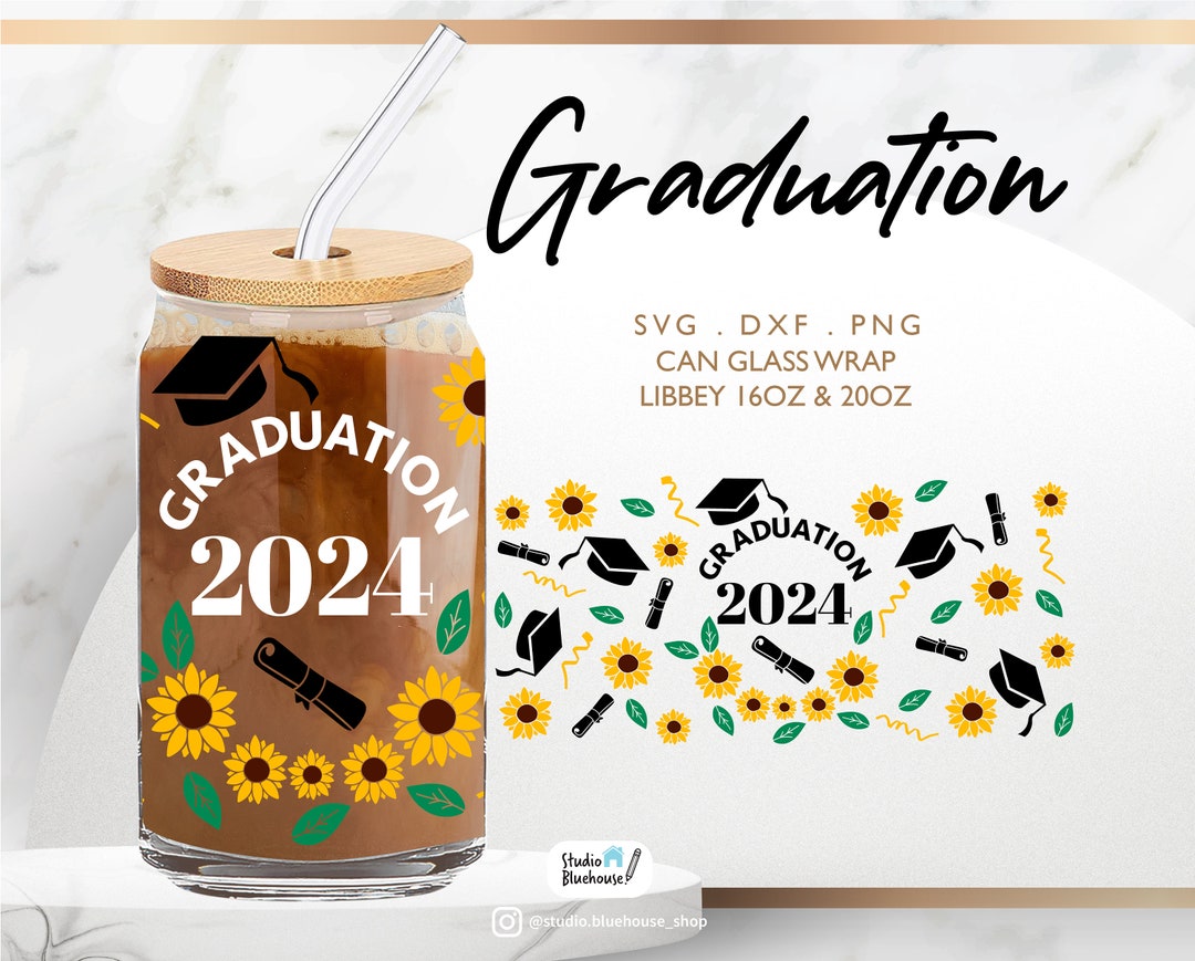 Libbey Glass 16oz | 20oz Graduation 2024 Svg Sunflower Senior 2024 ...