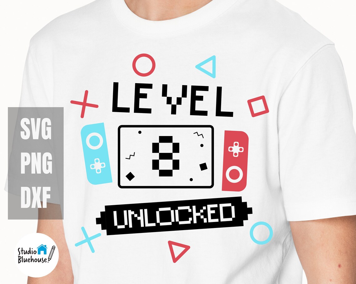 Level 8 Unlocked Svg 8th Birthday Boy Gamer Svg 8 Years | Etsy