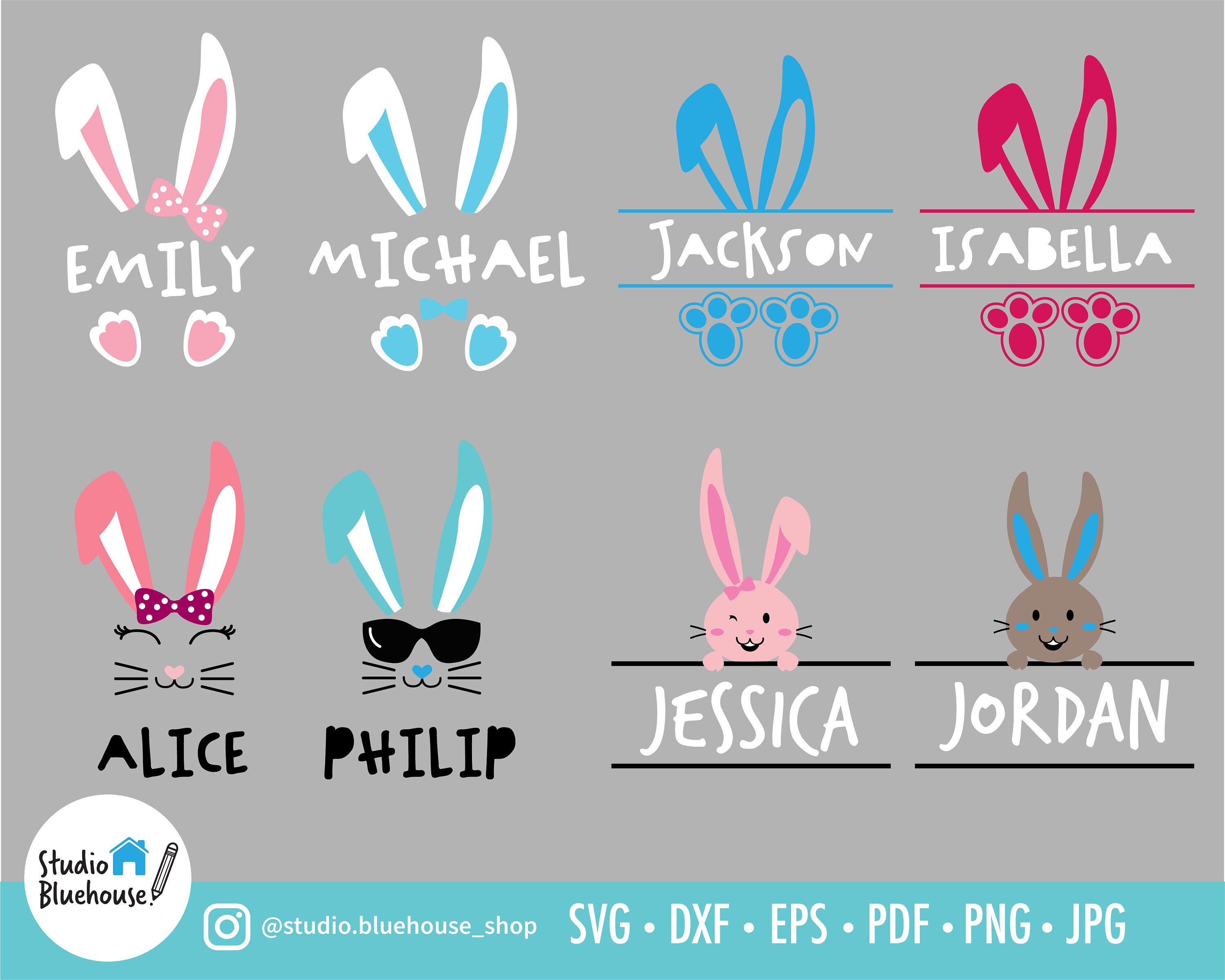 Bunny Name Frame SVG Bundleeaster Bunnybunny SVG Digital - Etsy