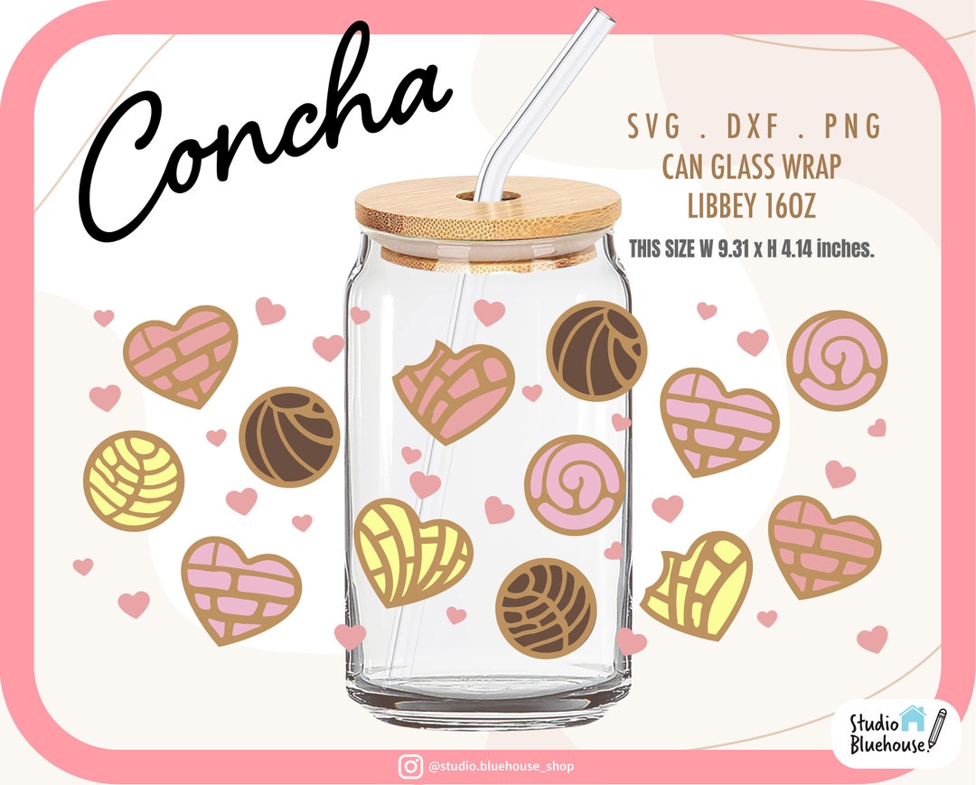 Concha Svg Valentine Sweet Pan Dulce SVG Mexican Sweet Libbey 16oz Can ...