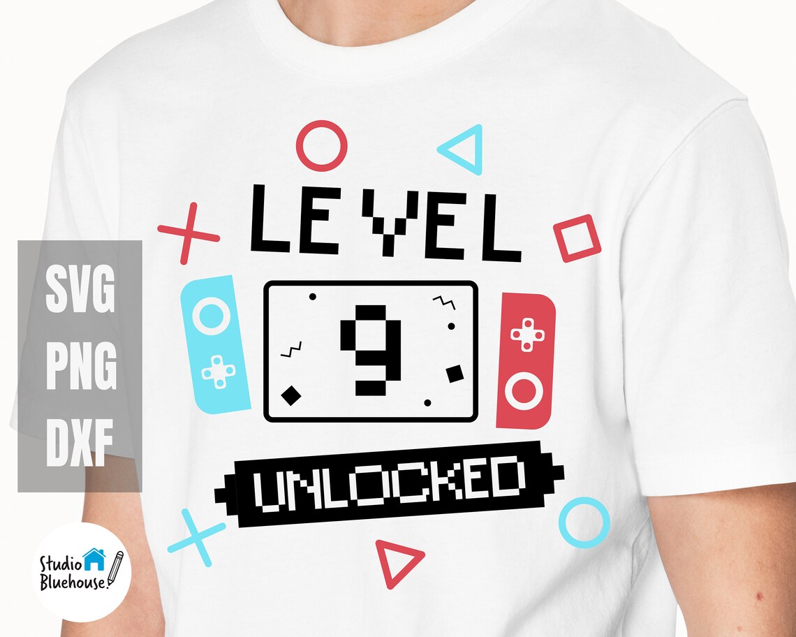 Level 9 Unlocked Svg 9th Birthday Boy Gamer Svg 9 Years | Etsy