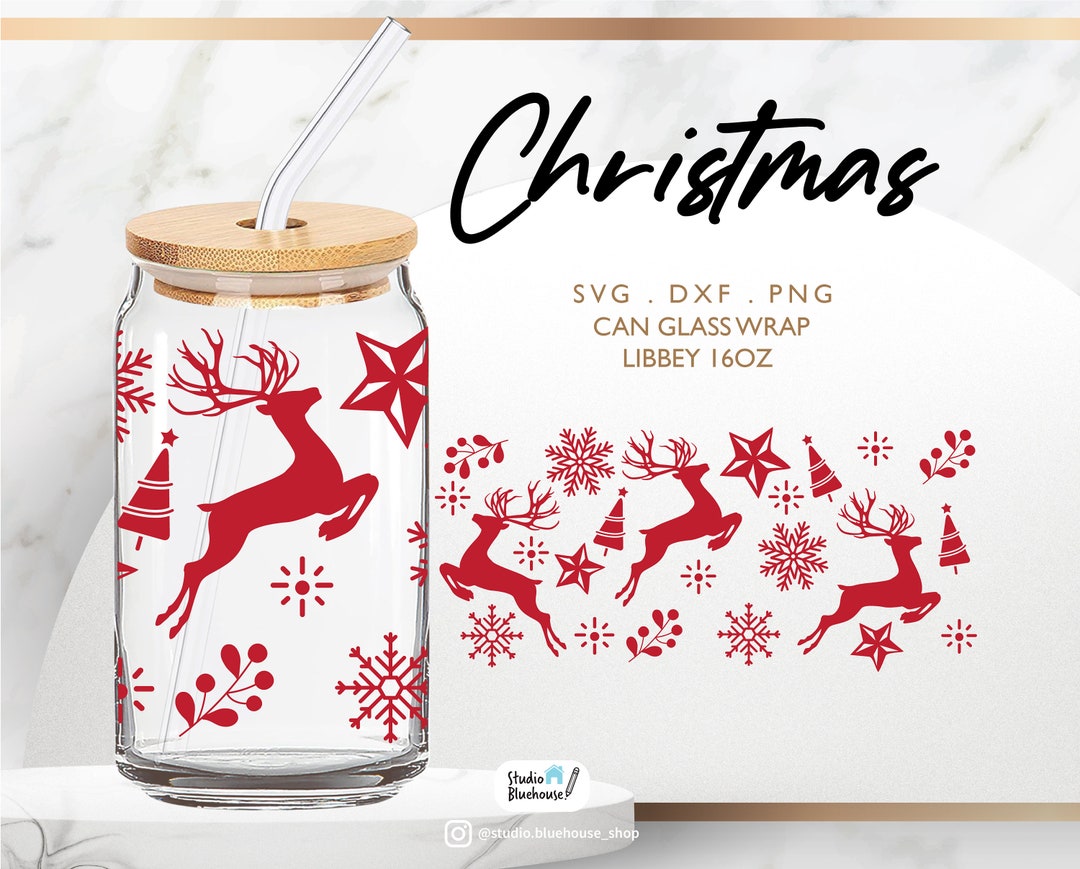 Christmas Reindeer Winter Svg Christmas Svg Christmas Can Glass Libbey ...