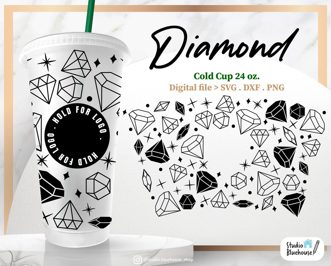 Diamond Svg Jewel Svg Full Wrap Sbux 24oz Venti Cold Cups SVG PNG File ...