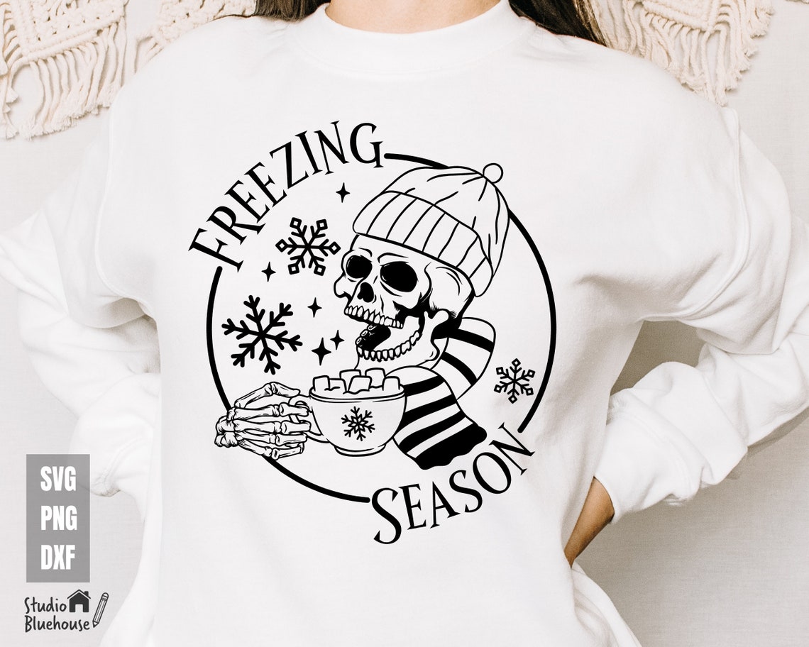 Freezing Season Svg Skull Cutfile Christmas Svg Skellie - Etsy