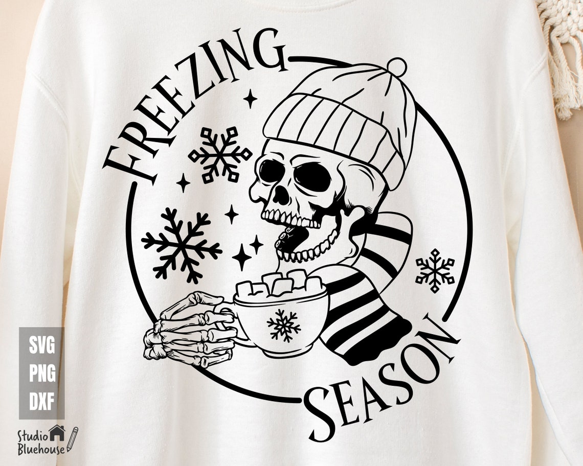Freezing Season Svg Skull Cutfile Christmas Svg Skellie - Etsy