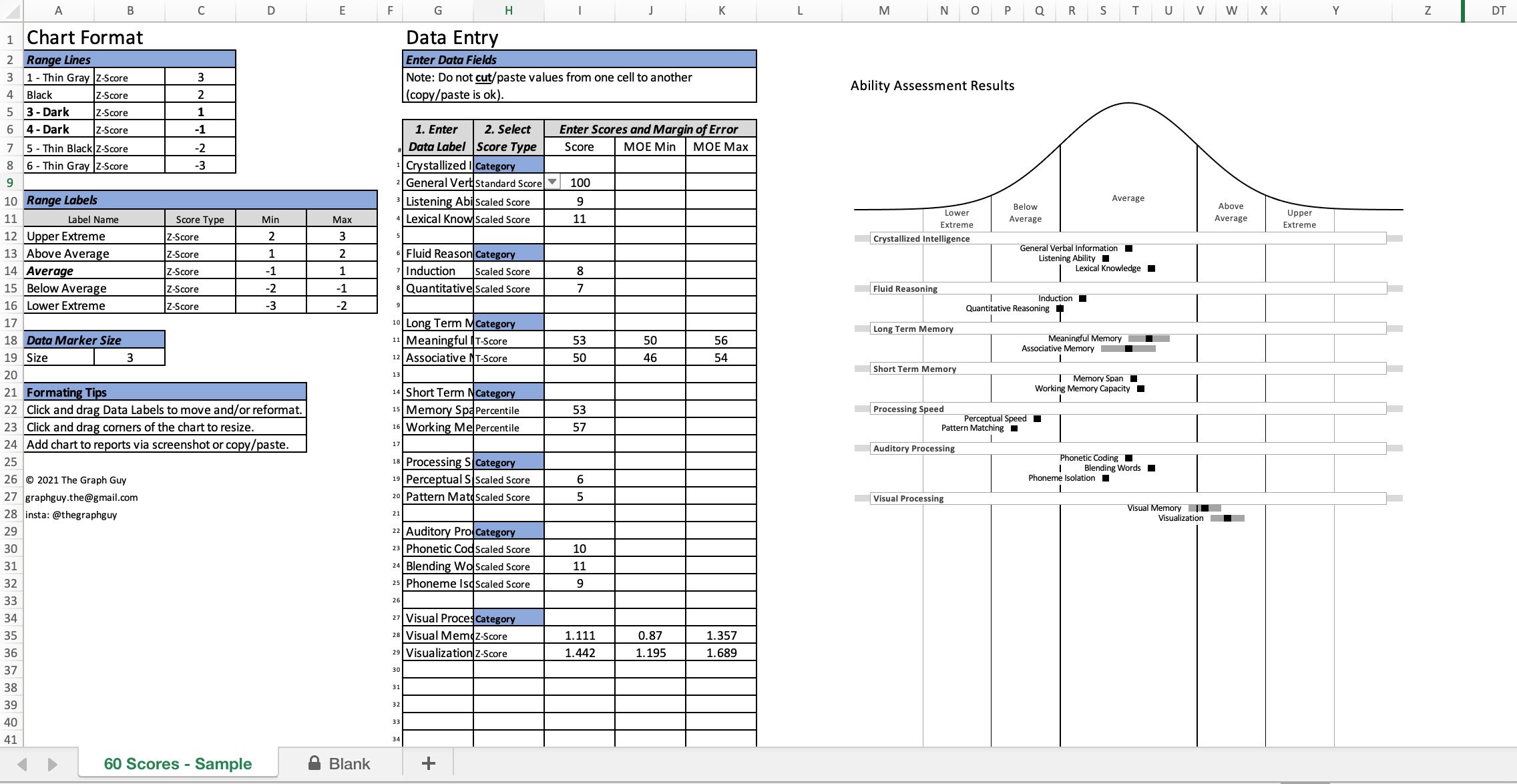 Bell Curve Graph: 60 Scores (excel) - Etsy