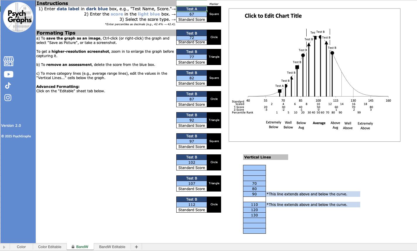 Excel Bell Curve Graph No Icons for Psychoeducation Evaluation - Etsy