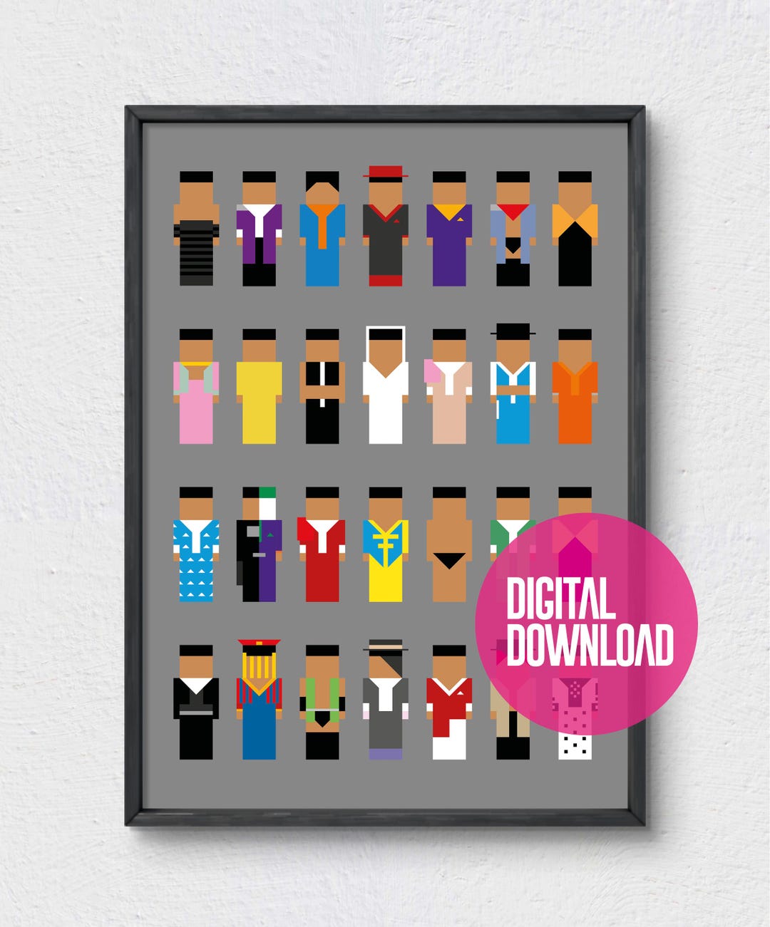 Prince Iconic Outfits Costumes 80's 90's Minimalist Illustration ...