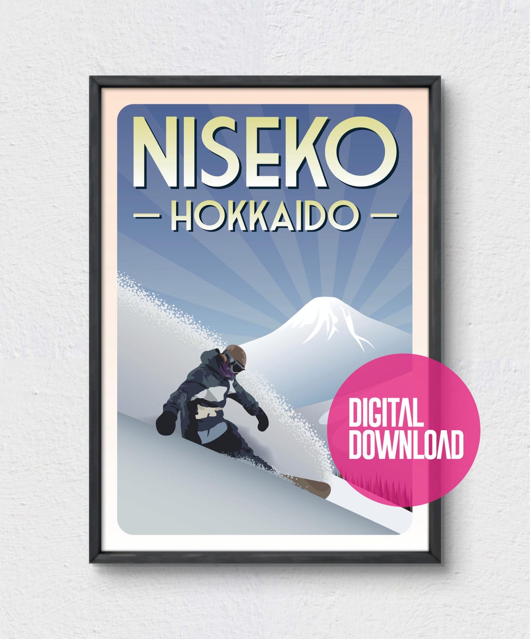 Niseko Hokkaido Resort Vintage Art Deco Snowboard Poster DIGITAL ...