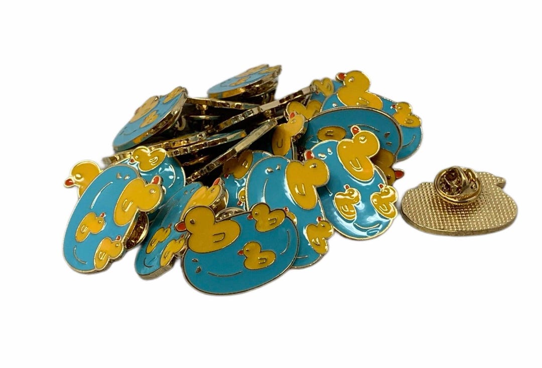 Enamel Duck Pin Family With Momma and Babies on a Pond Rubber Duckie ...