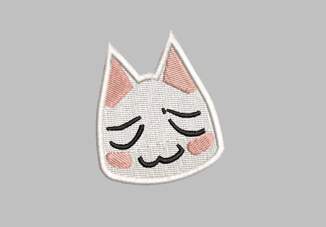 White Cat Smirk Digital Embroidery File - Etsy