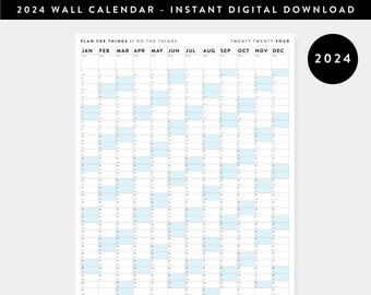 PRINTABLE 2024 Wall Calendar Digital PDF Instant Download - Etsy