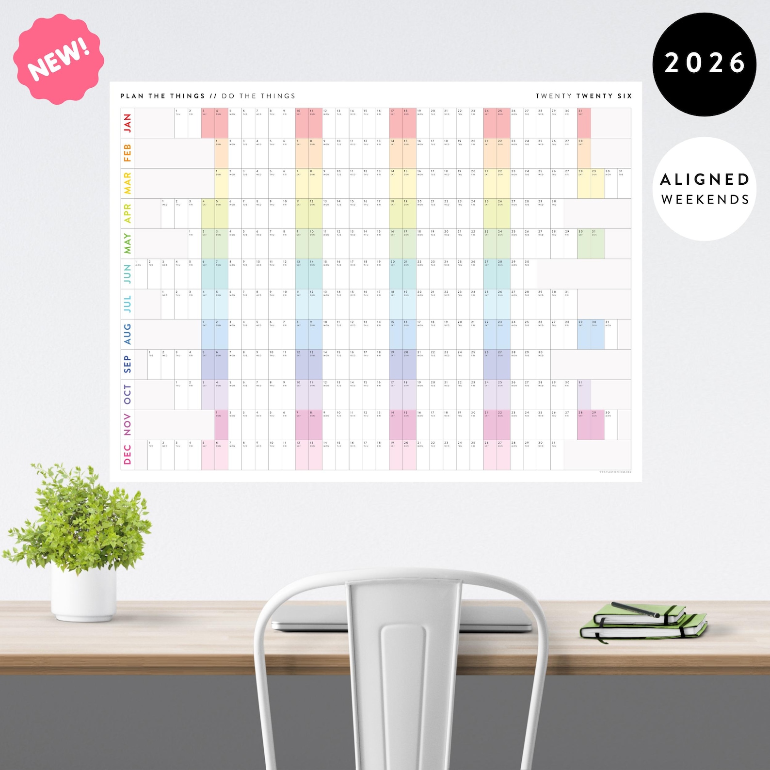 NEW LAYOUT! Giant 2026 Wall Calendar With Aligned Weekends | 2026 ...