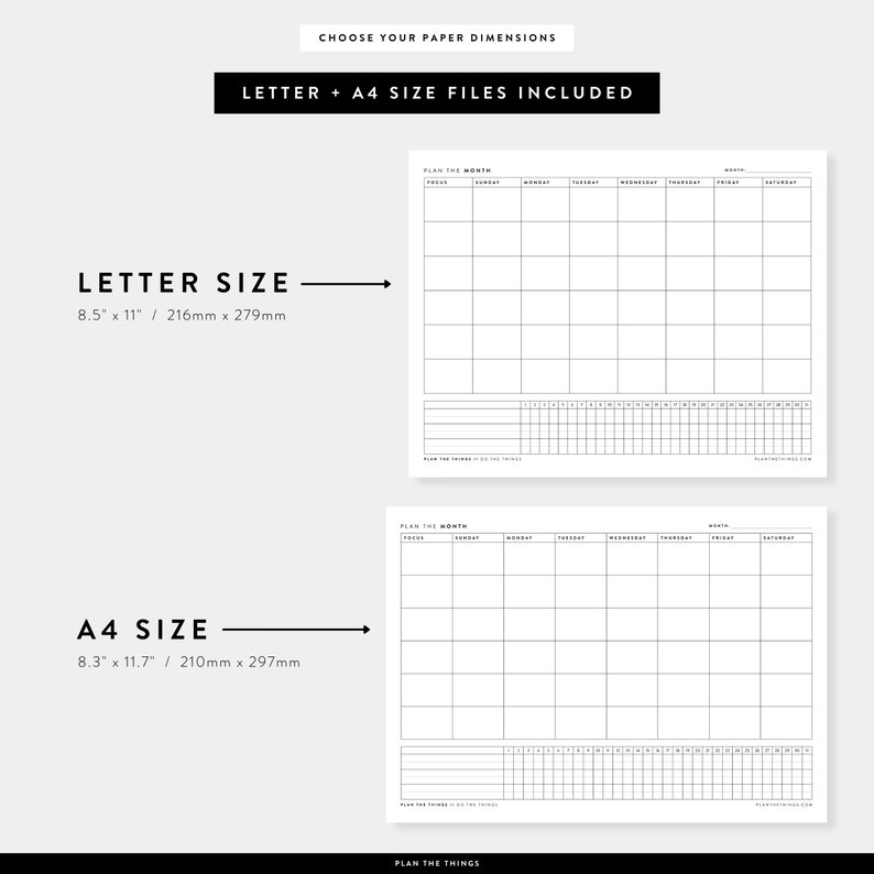 Monthly Calendar Tracker Printable Undated Monthly - Etsy