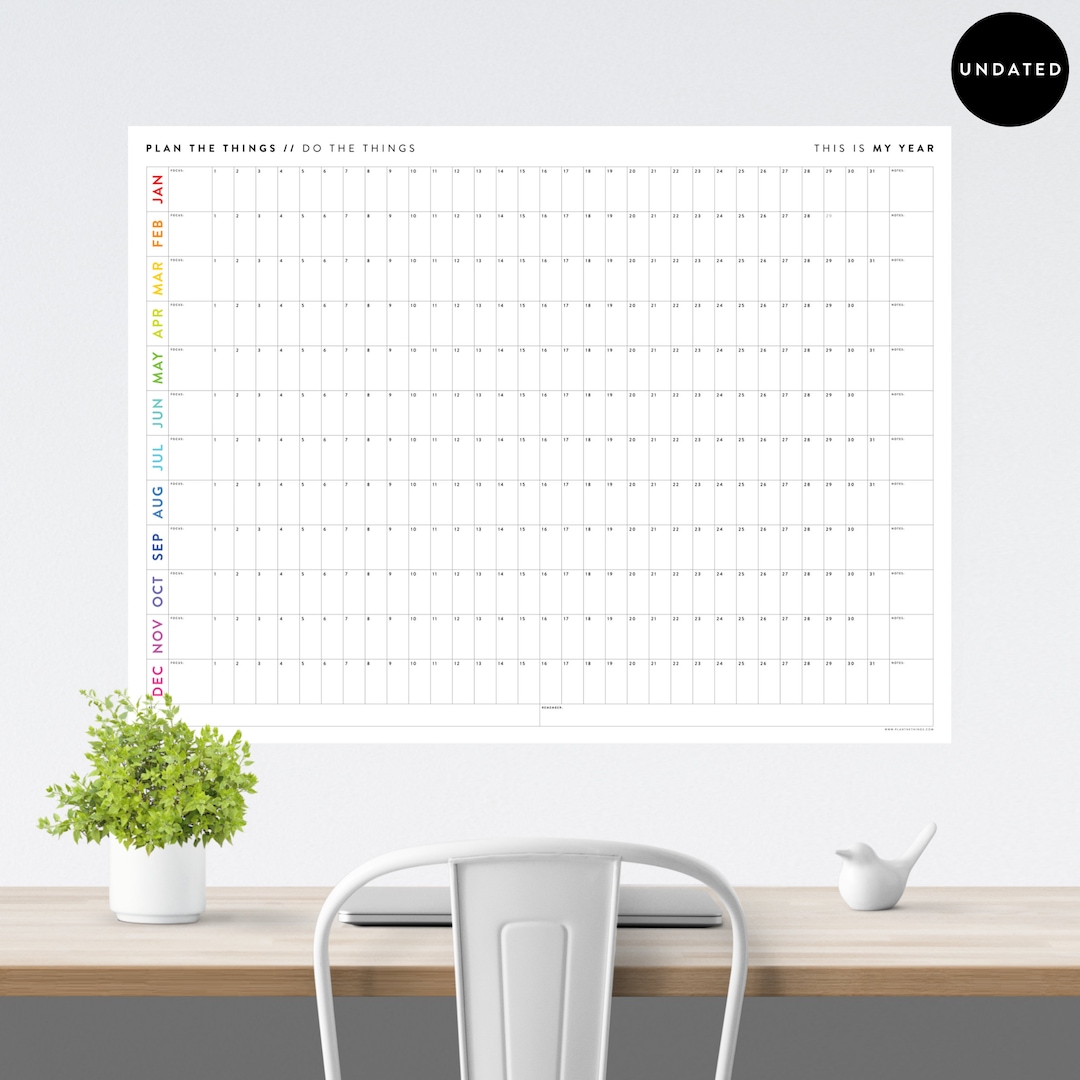 Giant Perpetual Wall Calendar | Undated Annual Calendar | Yearly ...