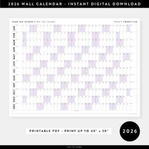 PRINTABLE 2026 Wall Calendar | Digital PDF Instant Download | 2026 Wall ...