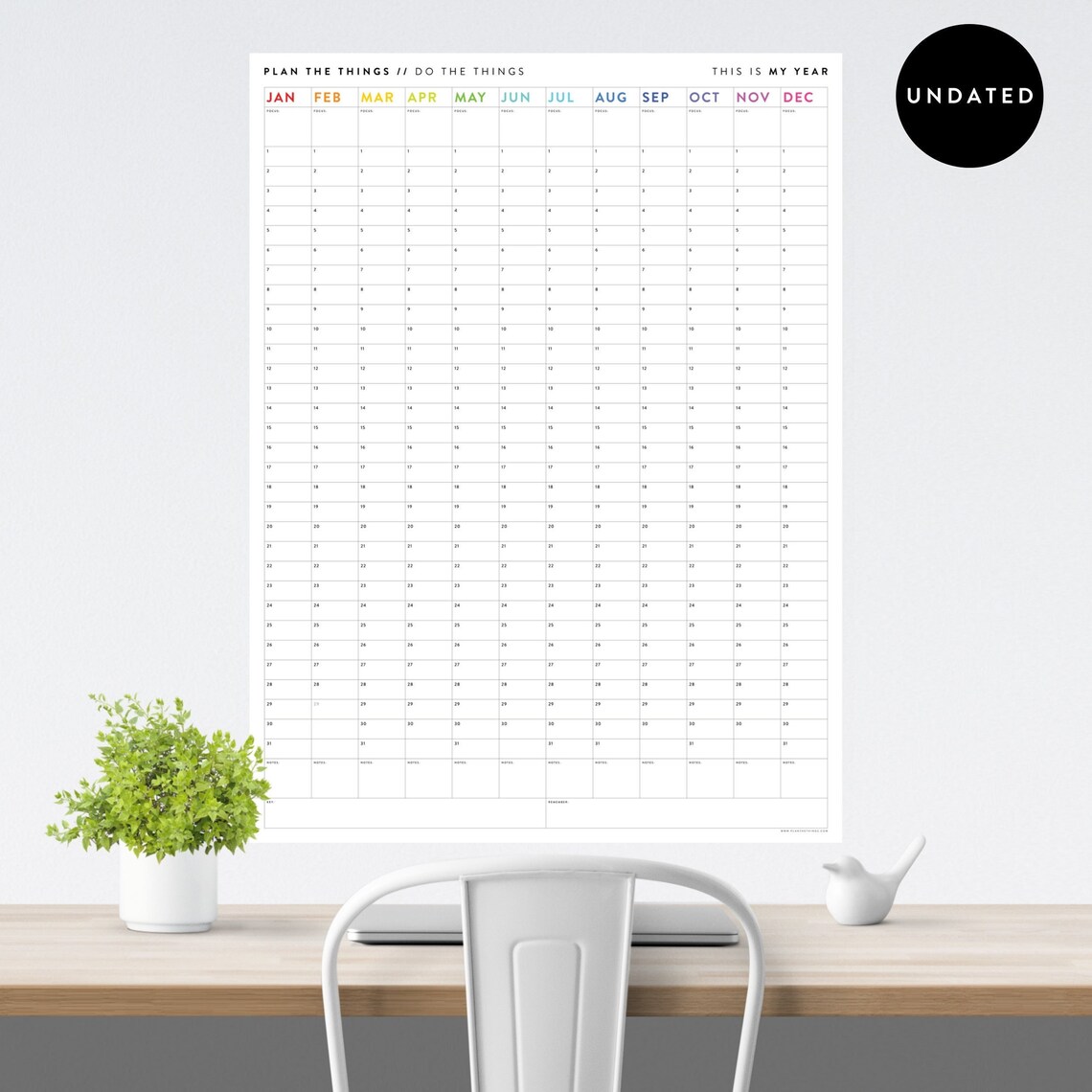 Giant Perpetual Wall Calendar Undated Annual Calendar - Etsy