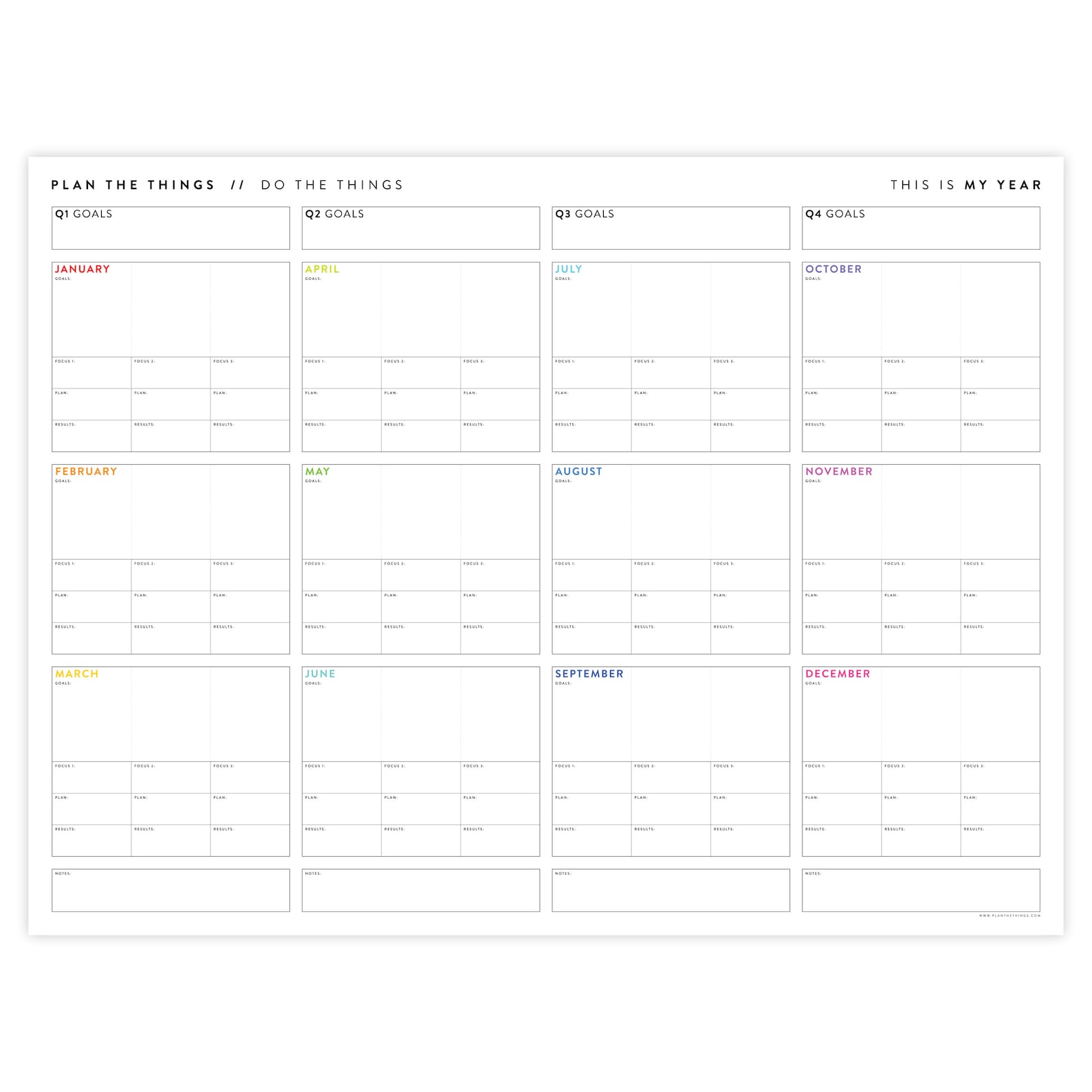 Giant Focus & Goals Wall Planner - Rainbow | Undated | Year at a Glance ...