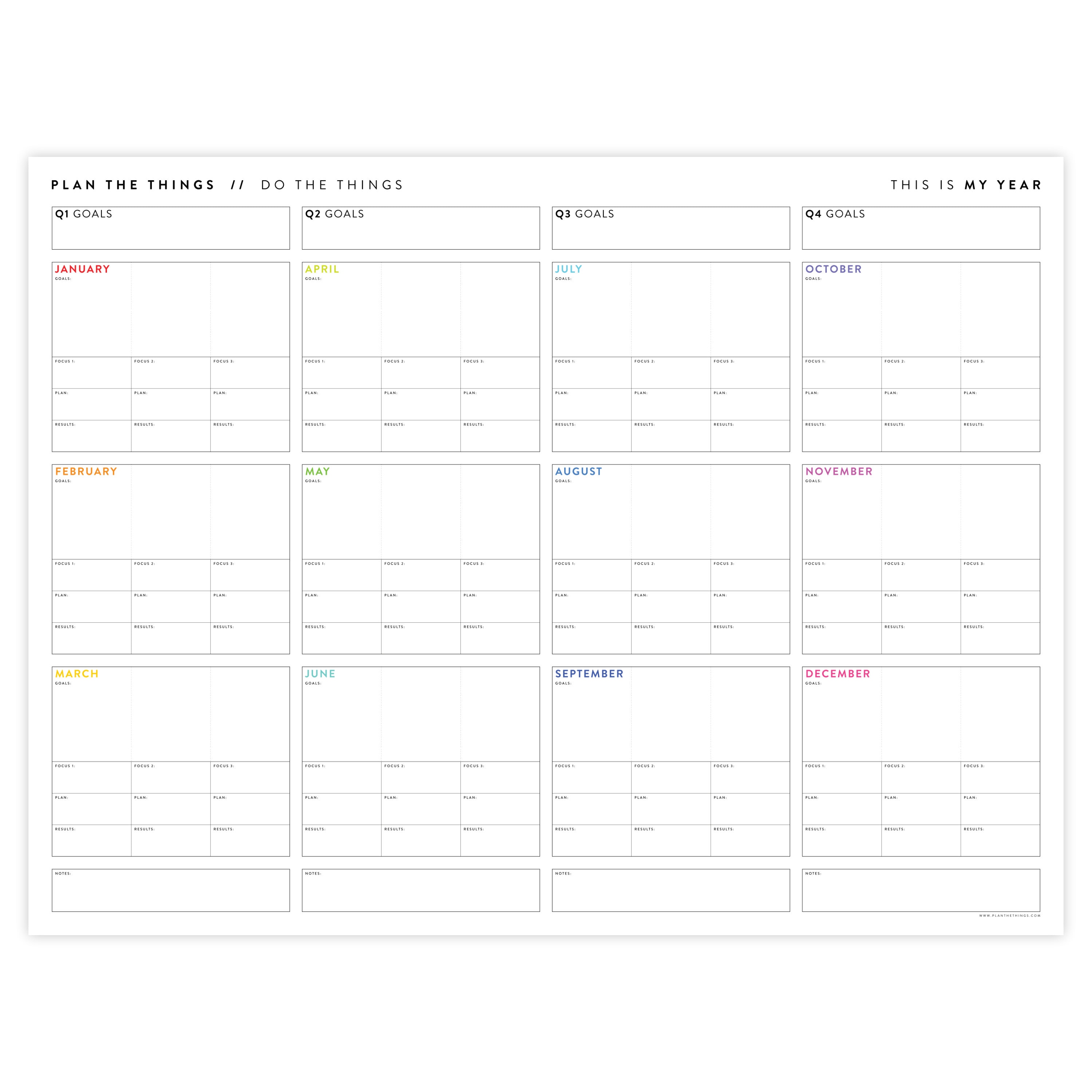 Giant Focus & Goals Wall Planner - Rainbow | Undated | Year at a Glance ...