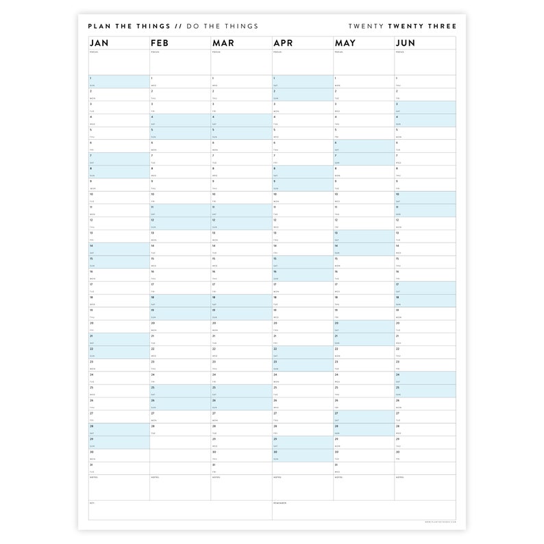 Six Month 2023 Giant Wall Calendar January June Half - Etsy
