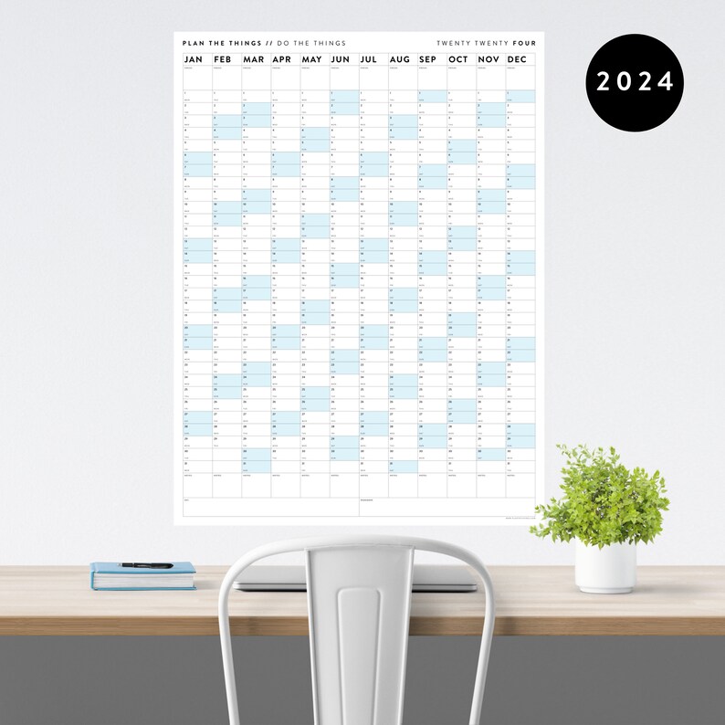 PRINTABLE 2024 Wall Calendar Digital PDF Instant Download - Etsy