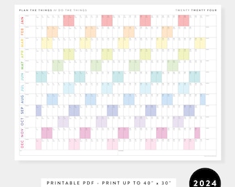 PRINTABLE 2024 Wall Calendar Digital PDF Instant Download 2024 Wall ...