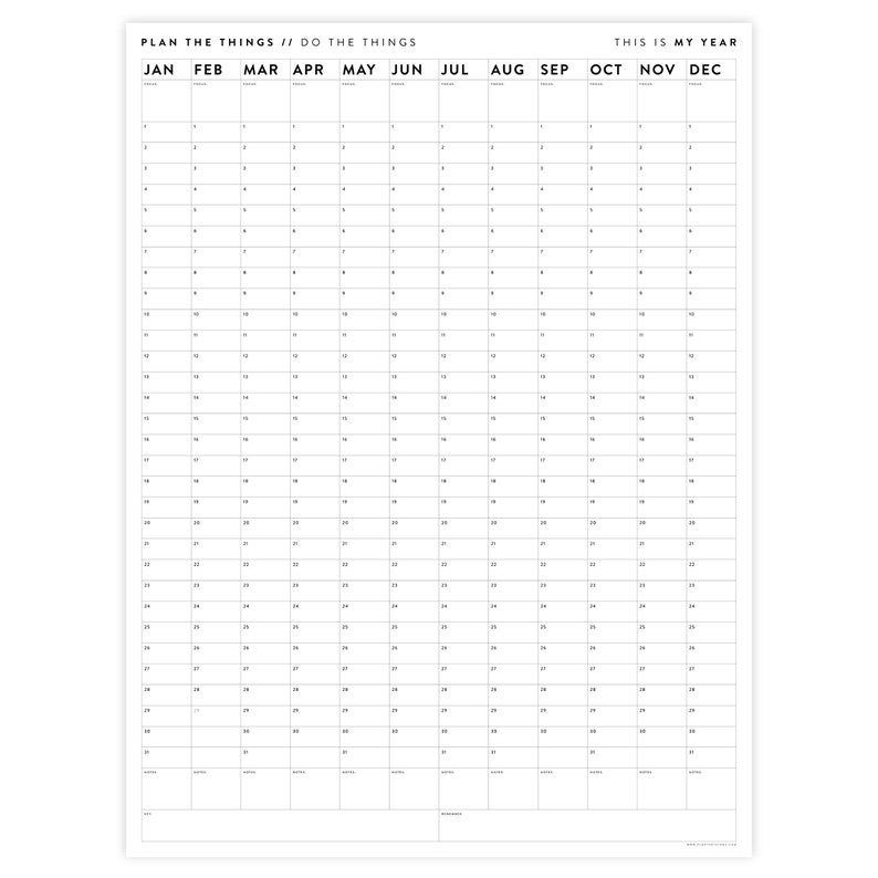 Giant Perpetual Wall Calendar Undated Annual Calendar - Etsy