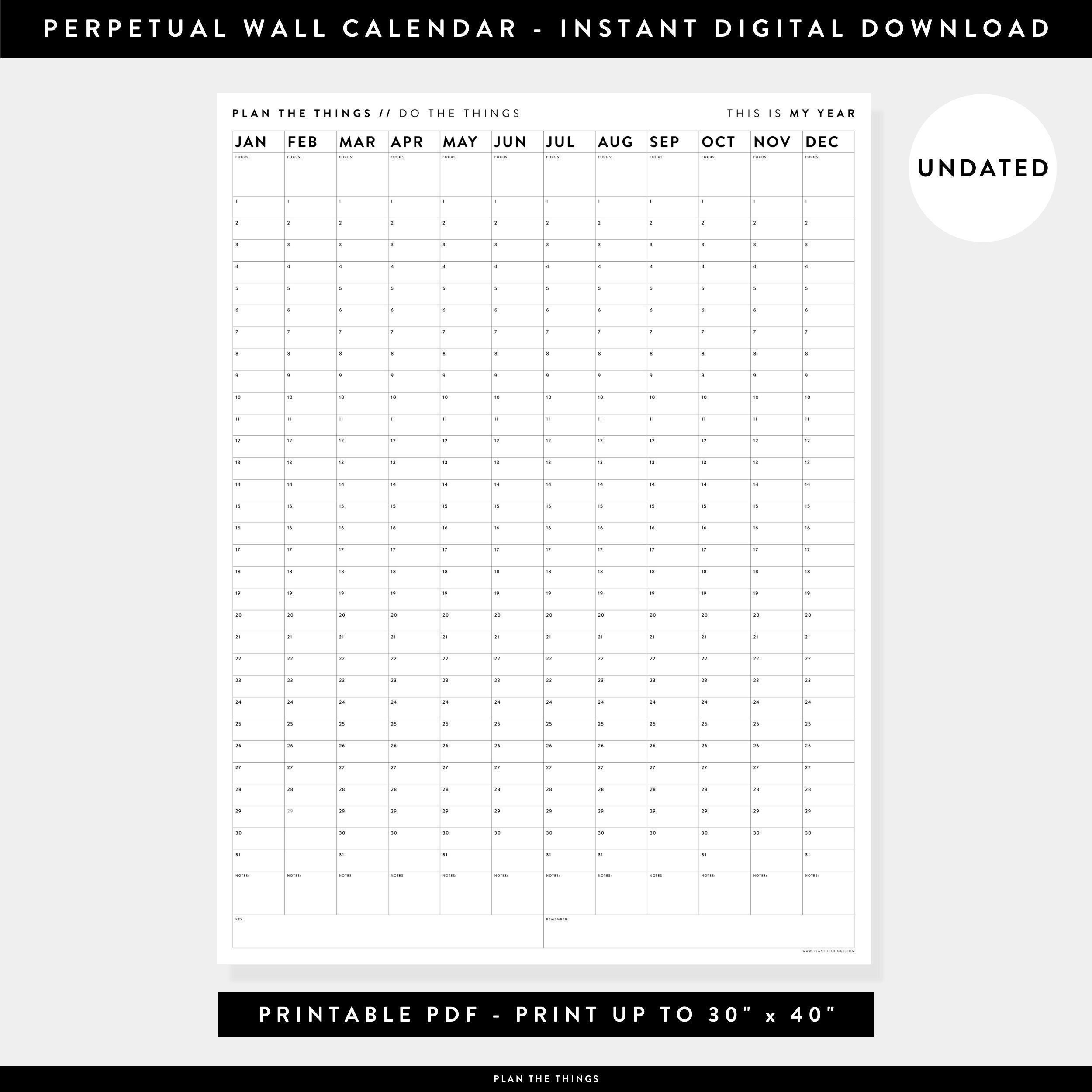 PRINTABLE Perpetual / Forever Wall Calendar Digital PDF | Etsy
