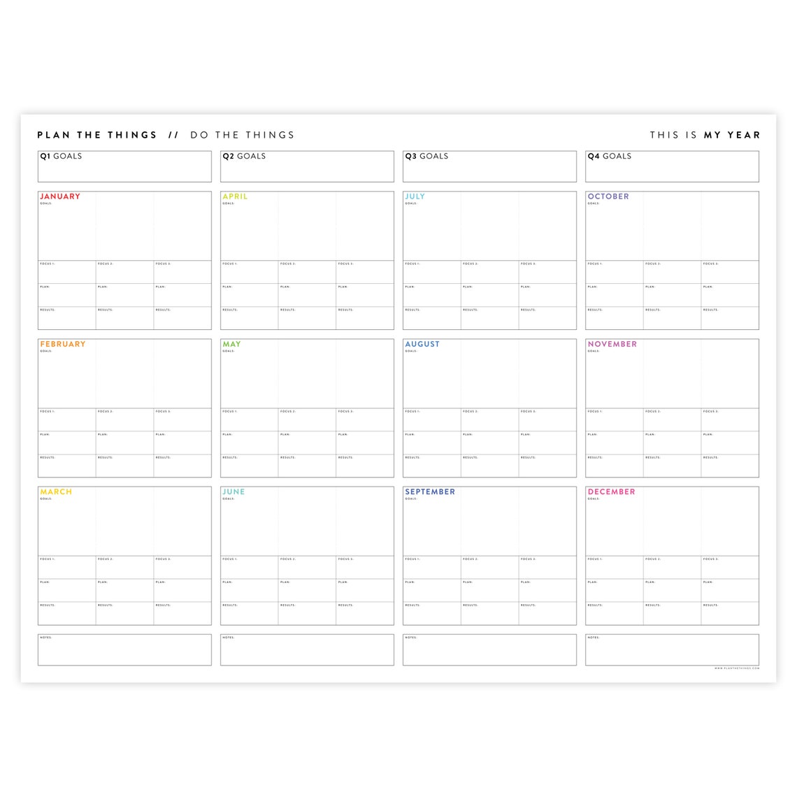 PRINTABLE Undated Focus Goals Annual Wall Planner Digital | Etsy