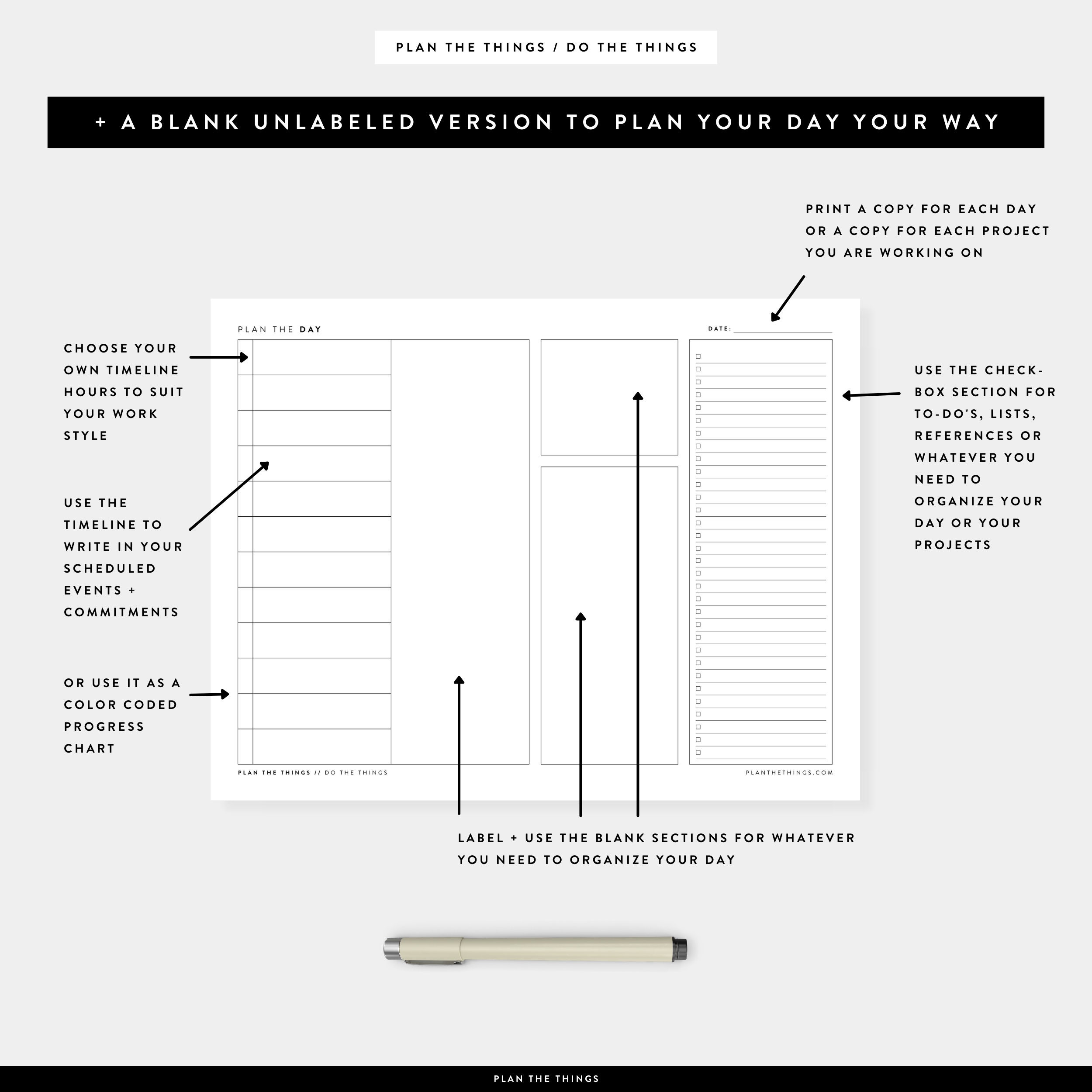 Daily Dashboard With Vertical Timeline Printable PDF Undated - Etsy