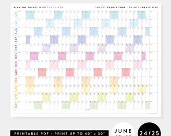 PRINTABLE 2024 2025 JULY Start Academic Wall Calendar PDF Instant ...